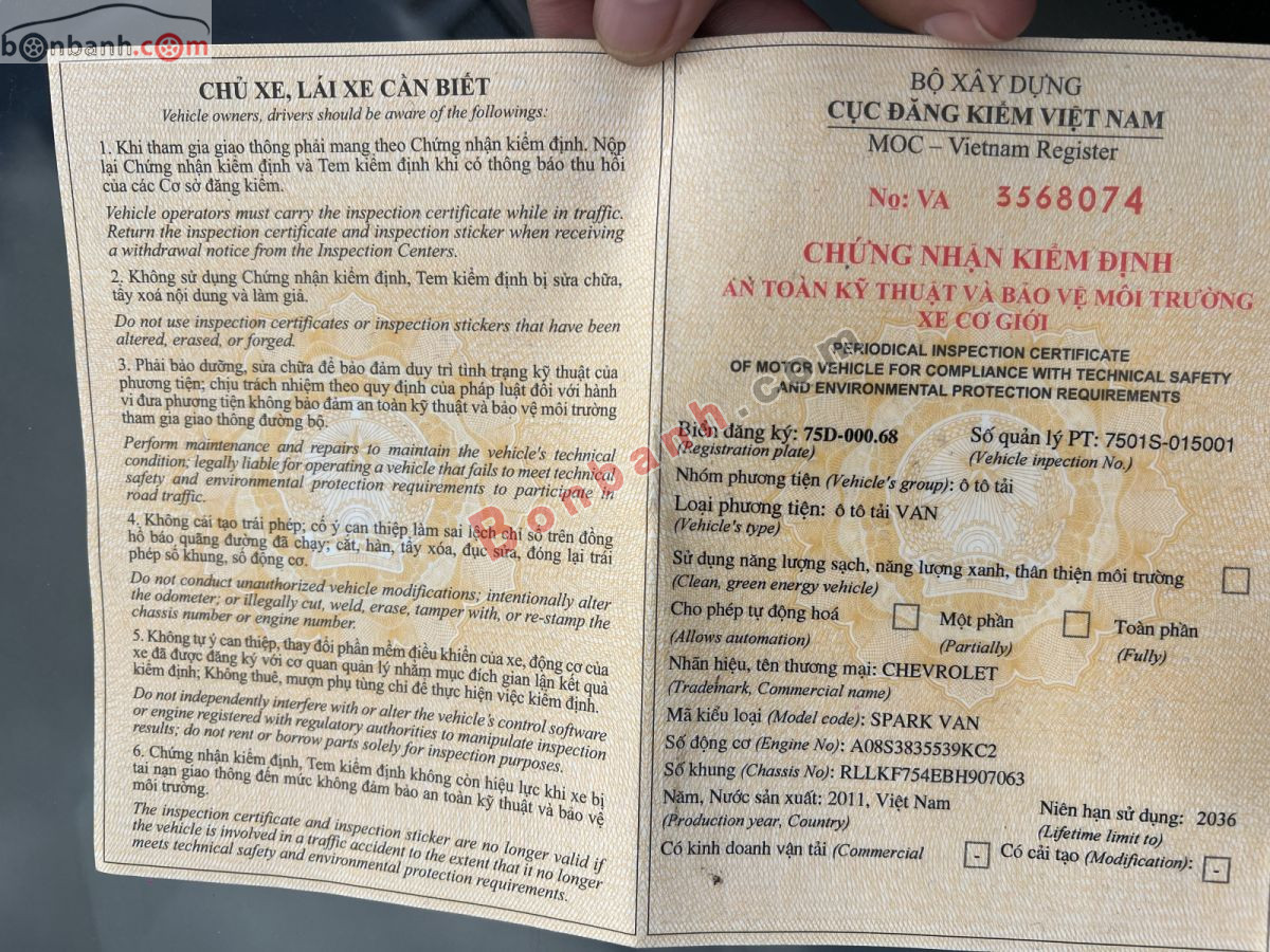 Bán xe ô tô Chevrolet Spark Lite Van 0.8 MT 2011 giá 50 Triệu | 6590728